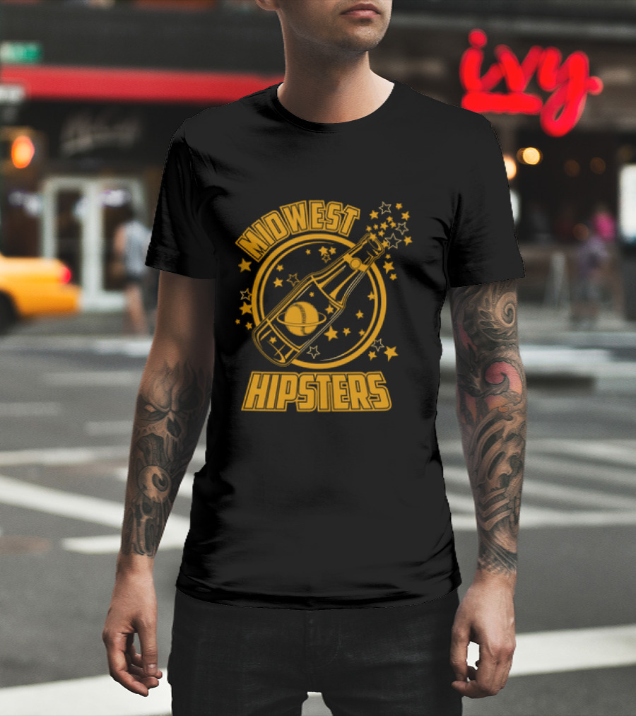 Midwest Hipsters Bottle With Stars And Rings T-Shirt