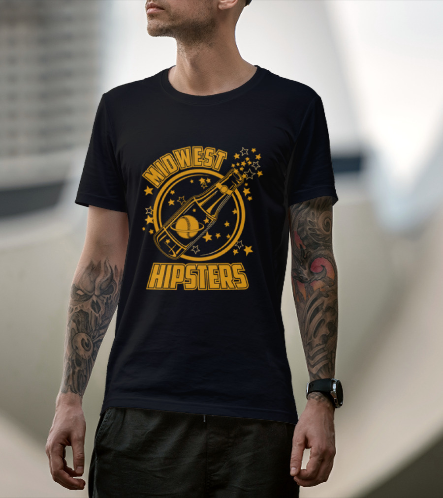 Midwest Hipsters Bottle With Stars And Rings T-Shirt