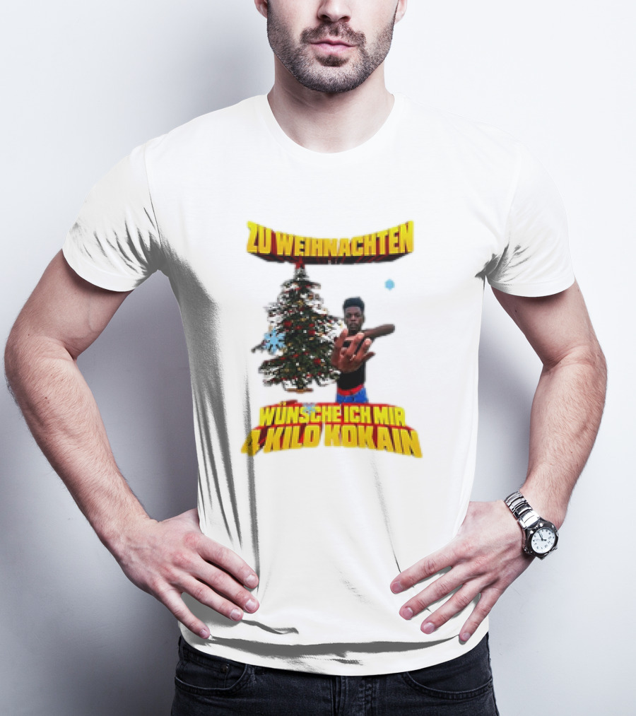 Zu Weihnachten Wünsche Ich Mir 4 Kilo Kokain Christmas Tree And Person T-Shirt