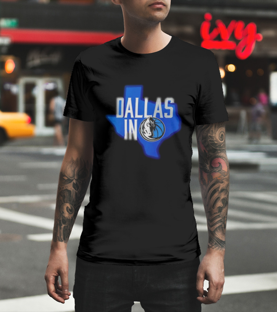Dallas Mavericks Logo Texas Map Background DALLAS IN T-Shirt