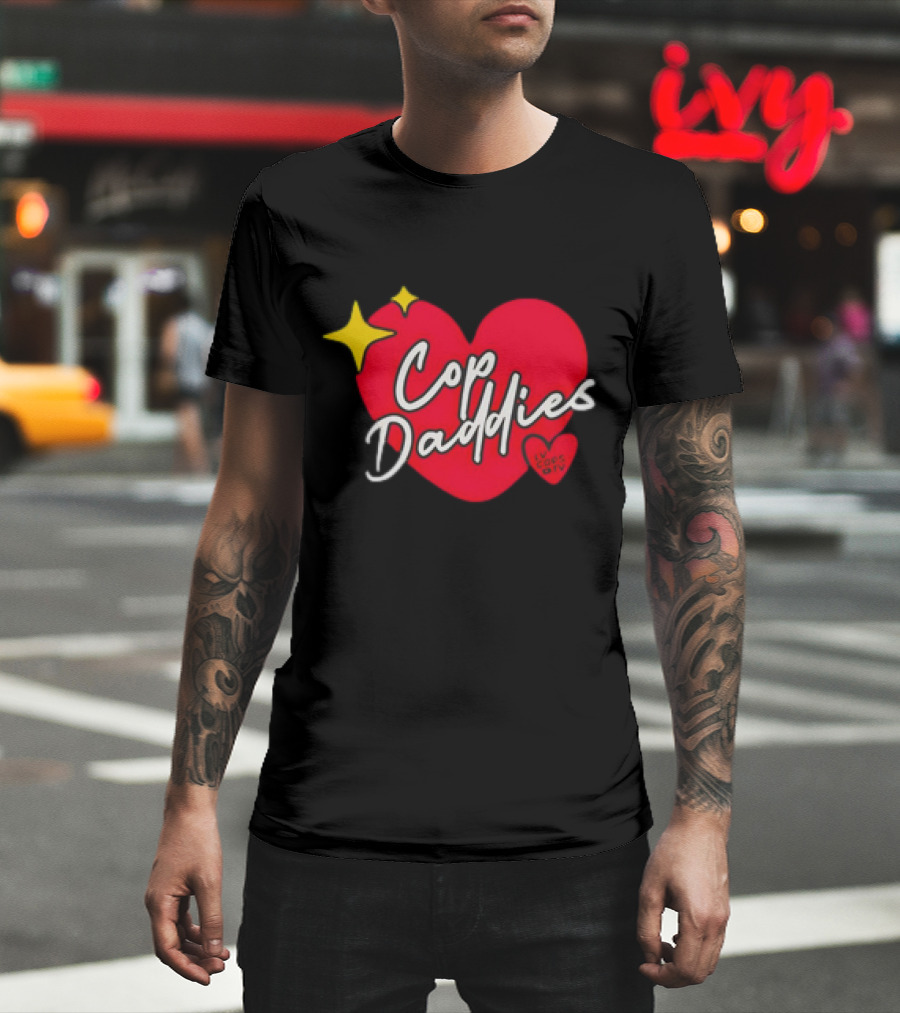 Cop Daddies Heart I Love Cops Girl Stars T-Shirt