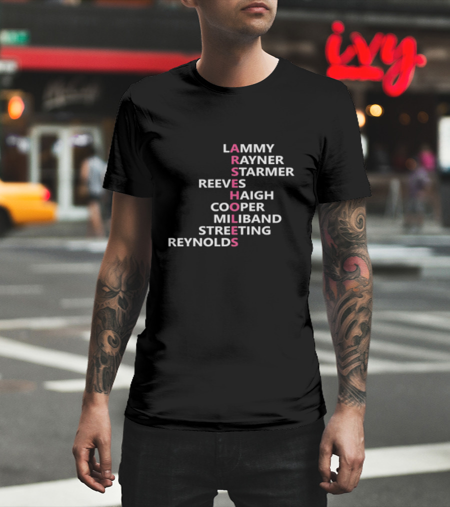 ARSEHOLES Lammy Rayner Starmer Reeves Haigh Cooper Miliband Streeting Reynolds T-Shirt