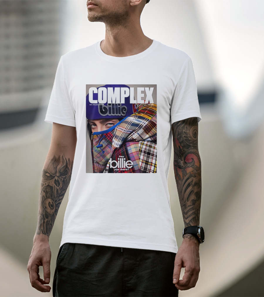 Complex Magazine Cover Billie Eilish Hey Billie You There Plaid Patchwork T-Shirt