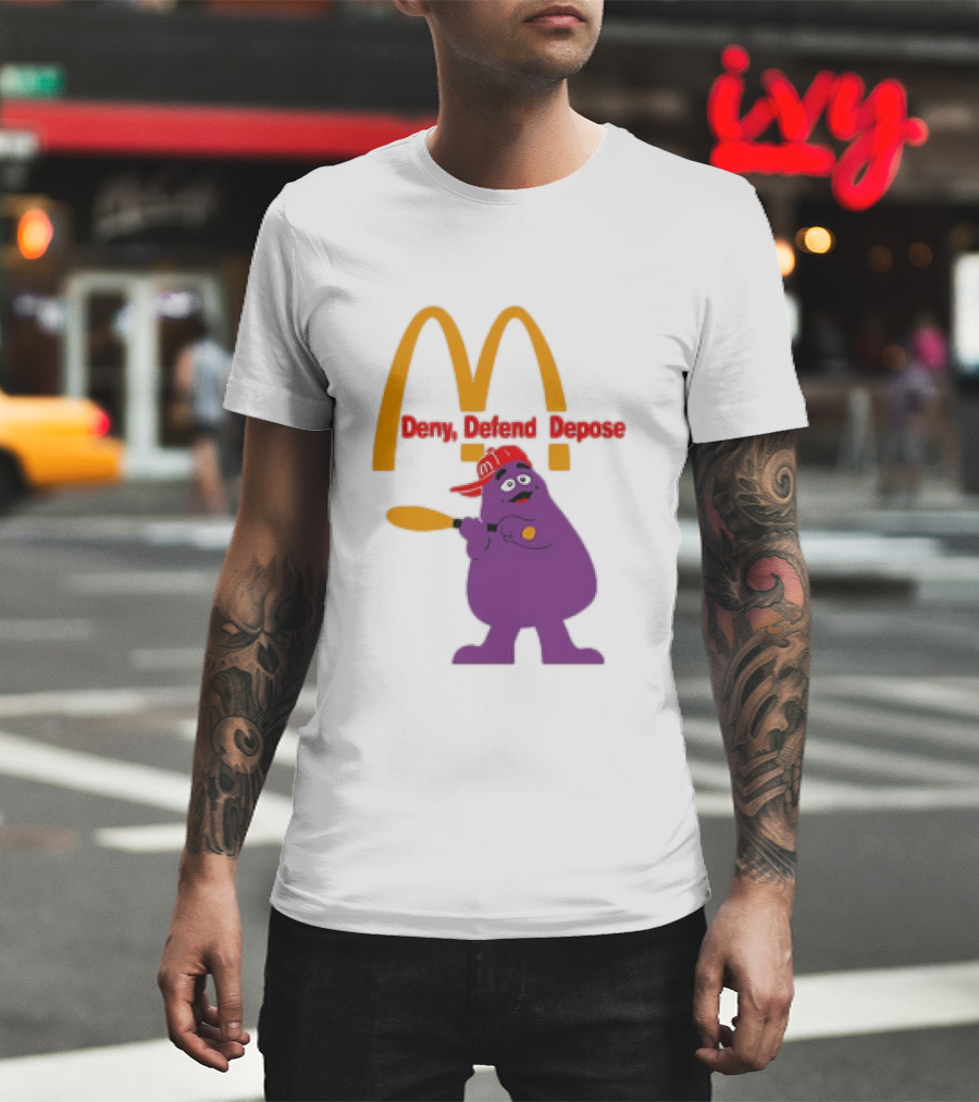 Grimace Baseball Bat Deny Defend Depose McDonald's Mascot T-Shirt
