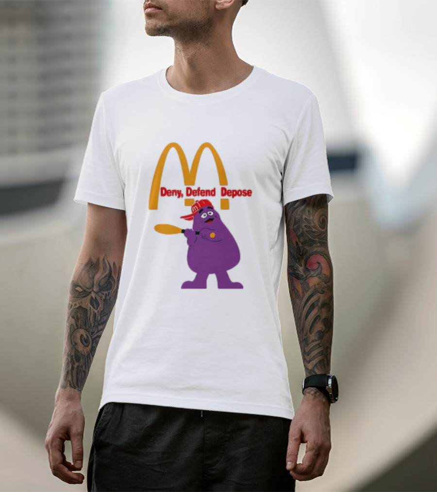 Grimace Baseball Bat Deny Defend Depose McDonald's Mascot T-Shirt