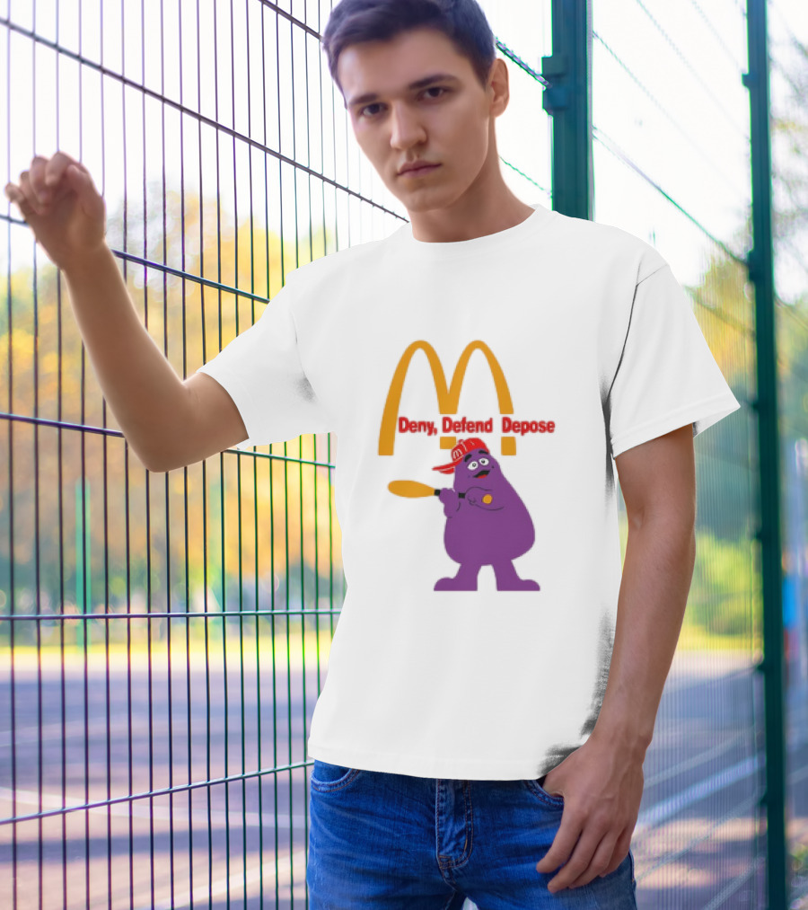 Grimace Baseball Bat Deny Defend Depose McDonald's Mascot T-Shirt