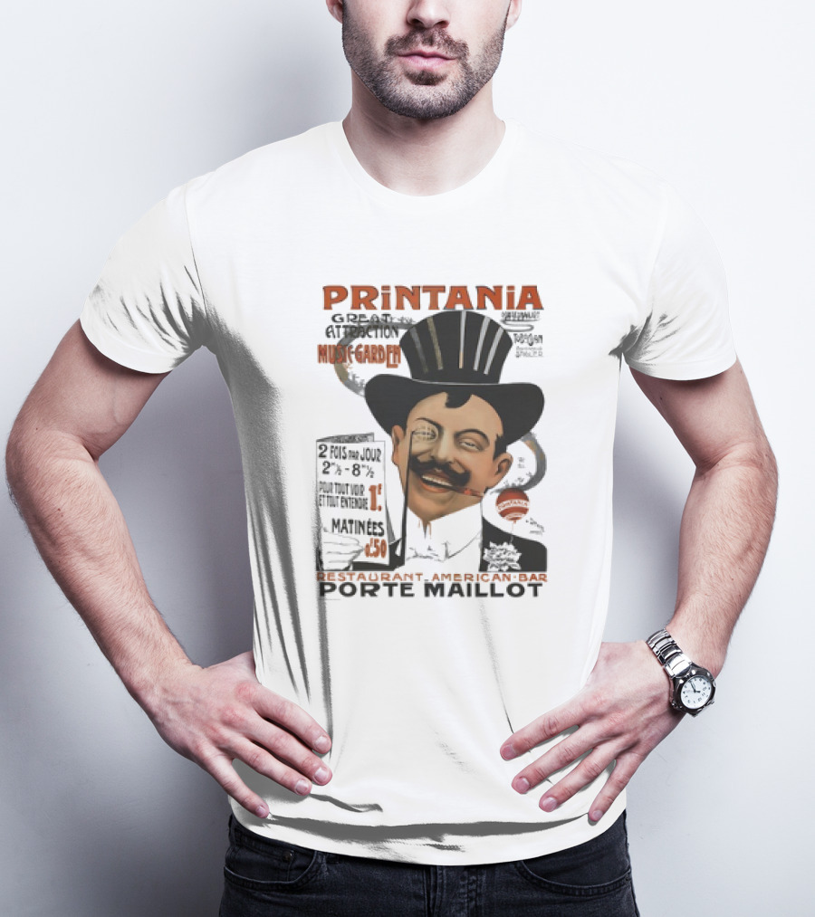 Printania Great Attraction Music Garden Restaurant American Bar Porte Maillot Vintage Advertisement T-Shirt