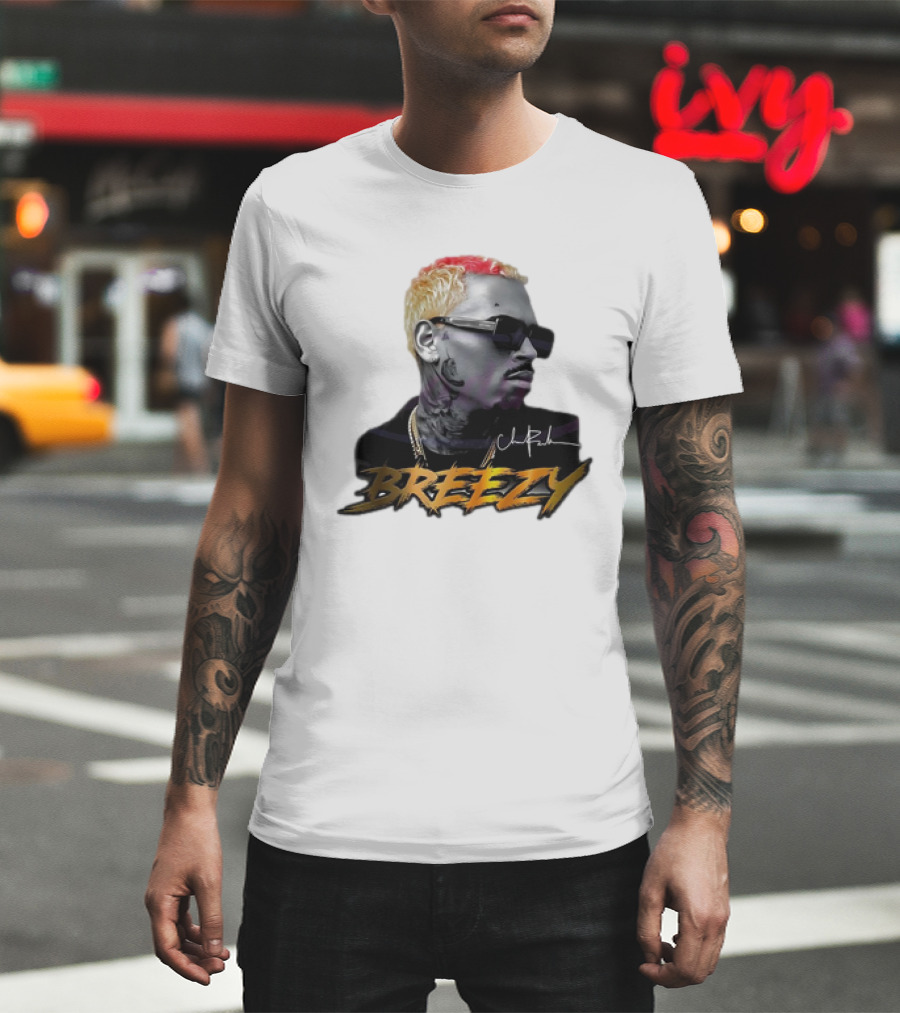 Breezy Chris Brown Signature Style With Sunglasses And Blonde Hair T-Shirt