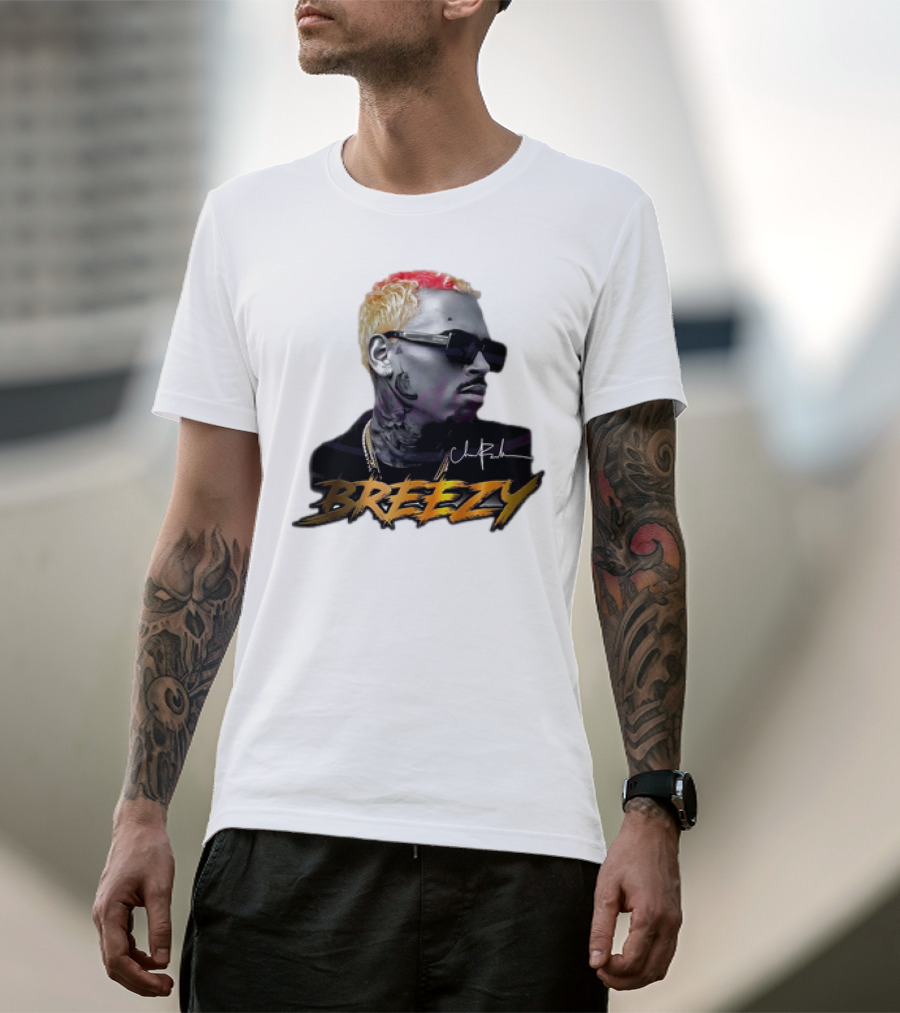 Breezy Chris Brown Signature Style With Sunglasses And Blonde Hair T-Shirt