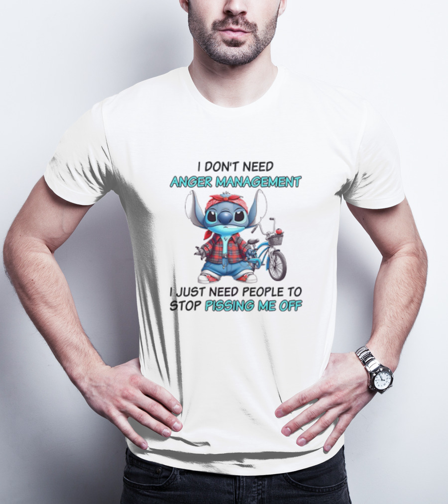 Stitch I Don’t Need Anger Management People Stop Pissing Me Off Bicycle Plaid T-Shirt