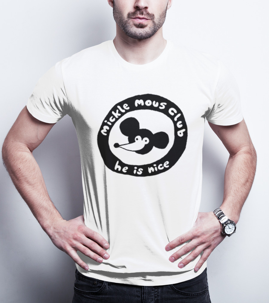 Mickle Mous Club He Is Nice Black And White Circle T-Shirt