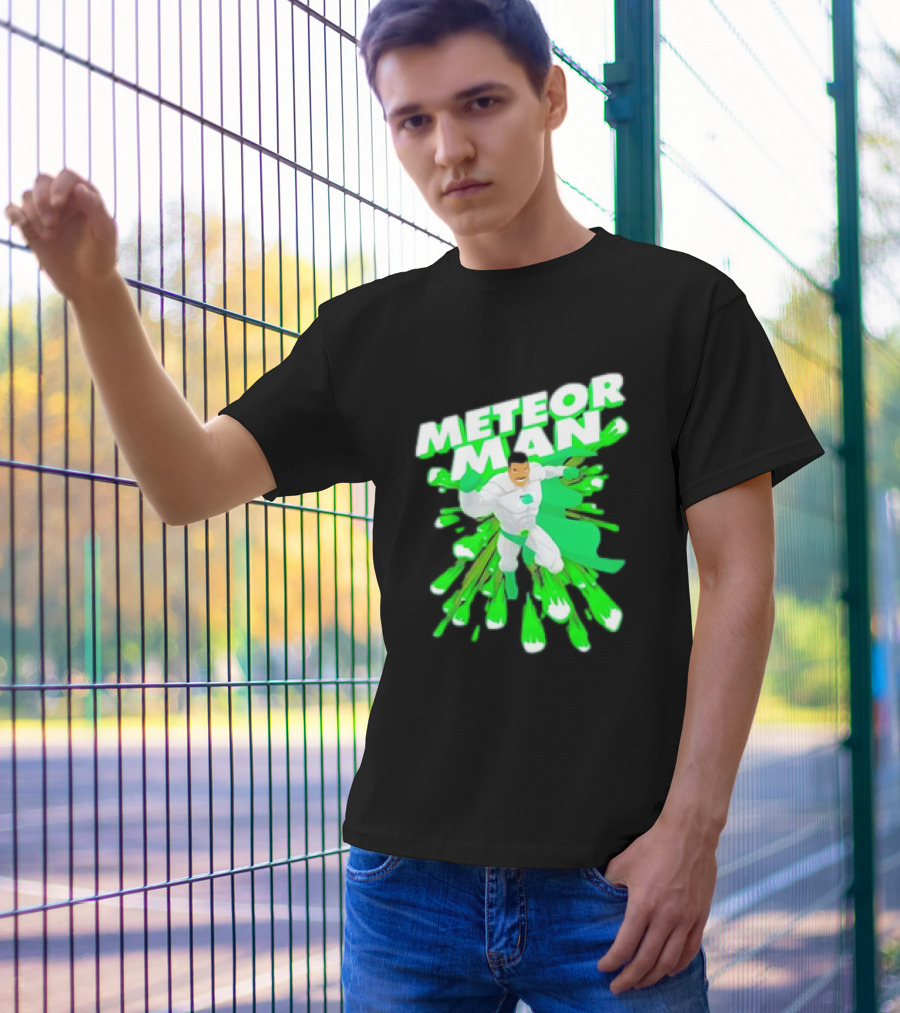 Meteor Man Heroic Pose With Green Comet Effect T-Shirt