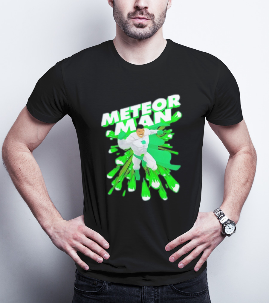 Meteor Man Heroic Pose With Green Comet Effect T-Shirt
