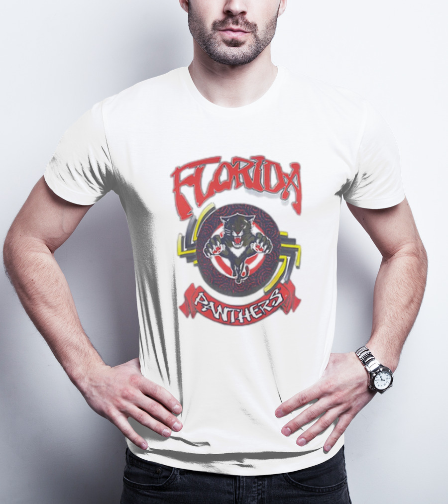Florida Panthers Bold Design Logo With Fierce Panther T-Shirt
