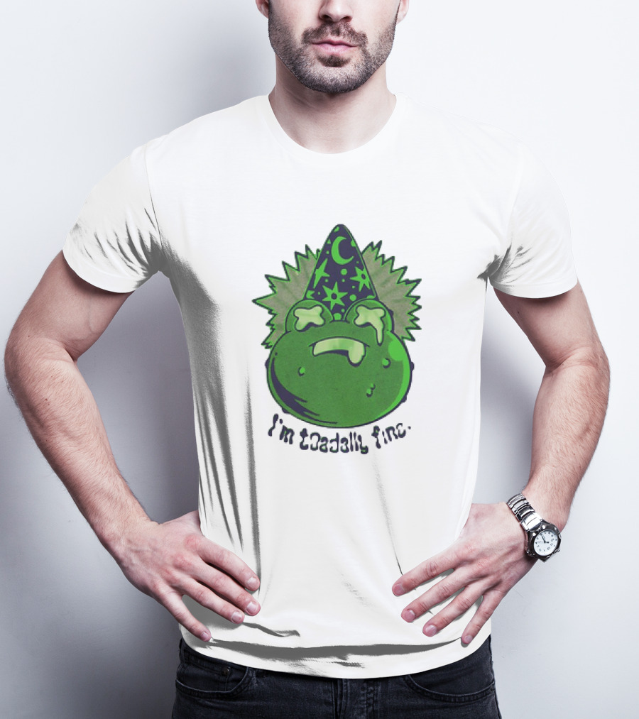 I'm Toadally Fine Vintage Green Toad Witch Hat Stars And Moon T-Shirt