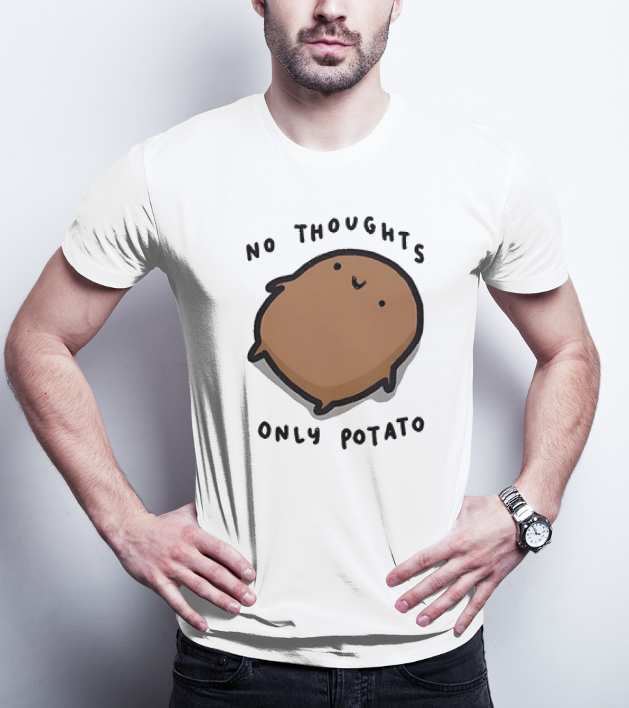 No Thoughts Only Potato Cute Cartoon Potato Character T-Shirt