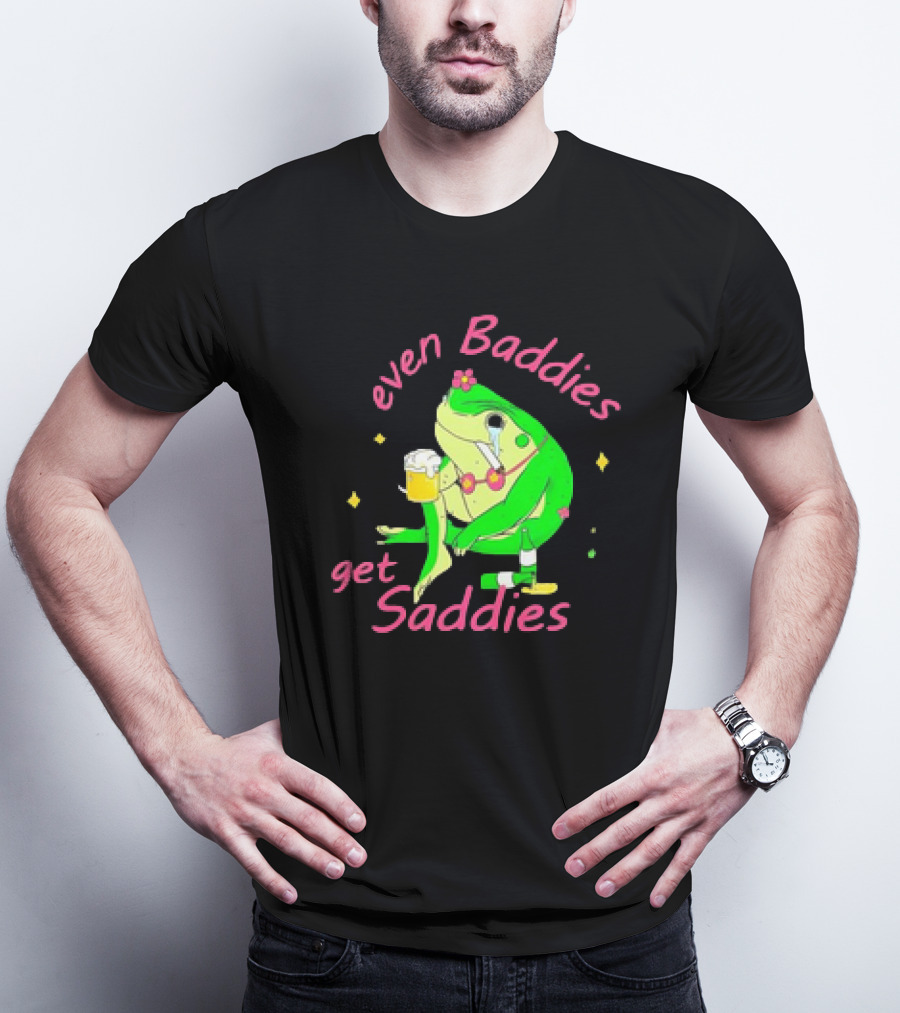 Even Baddies Get Saddies Drunk Frog With Beer And Cigarette T-Shirt