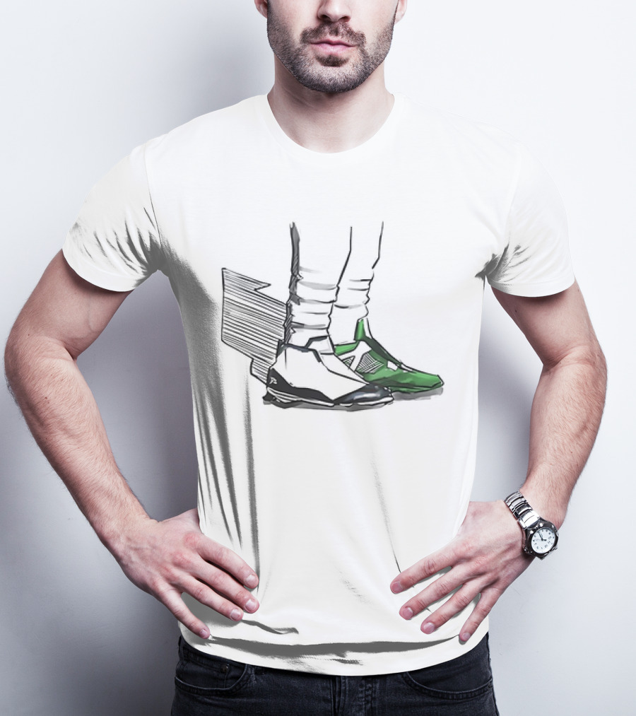 Jalen Two-Shoes Hurts Dual-Colored Sports Footwear Combo T-Shirt