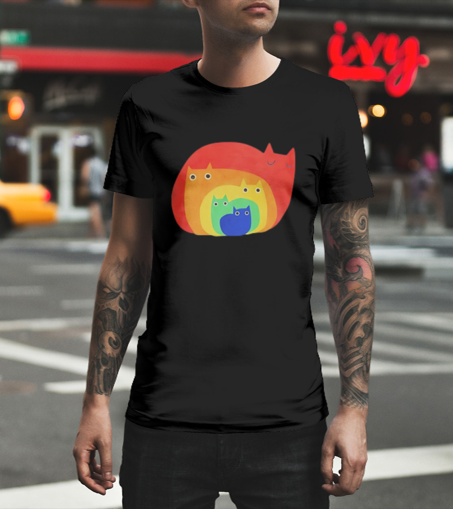 Rainbow Cats Pattern Layers T-Shirt