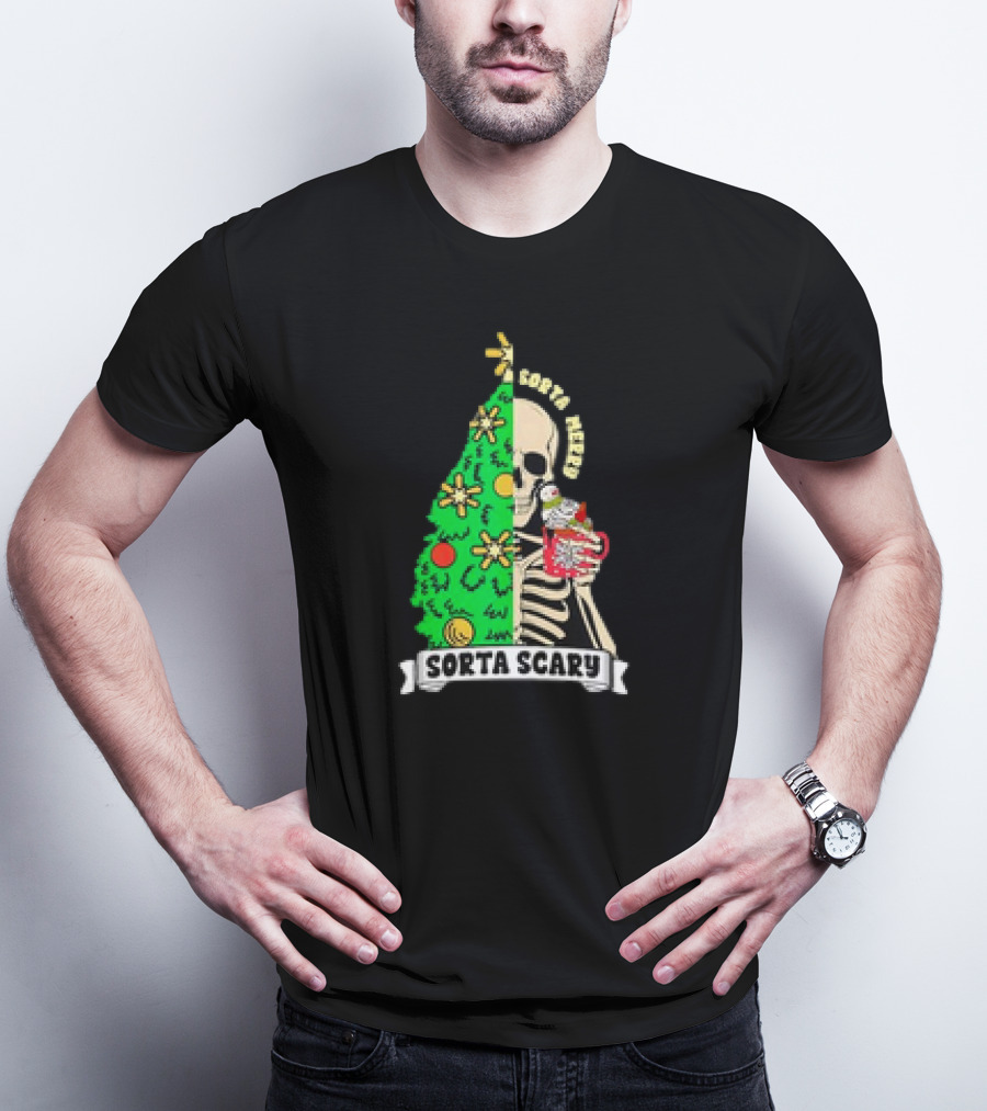 Sorta Merry Sorta Scary Christmas Skeleton Xmas Tree T-Shirt