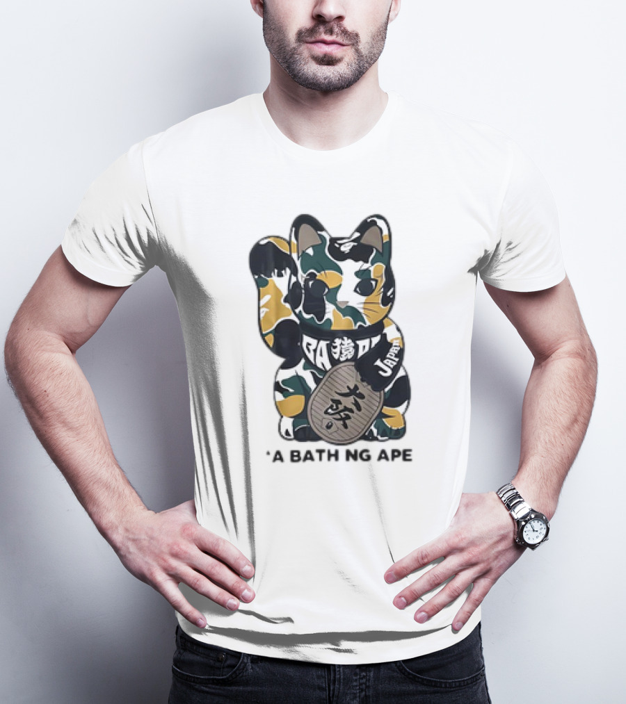 Cat Maneki Neko Japan A Bathing Ape T-Shirt