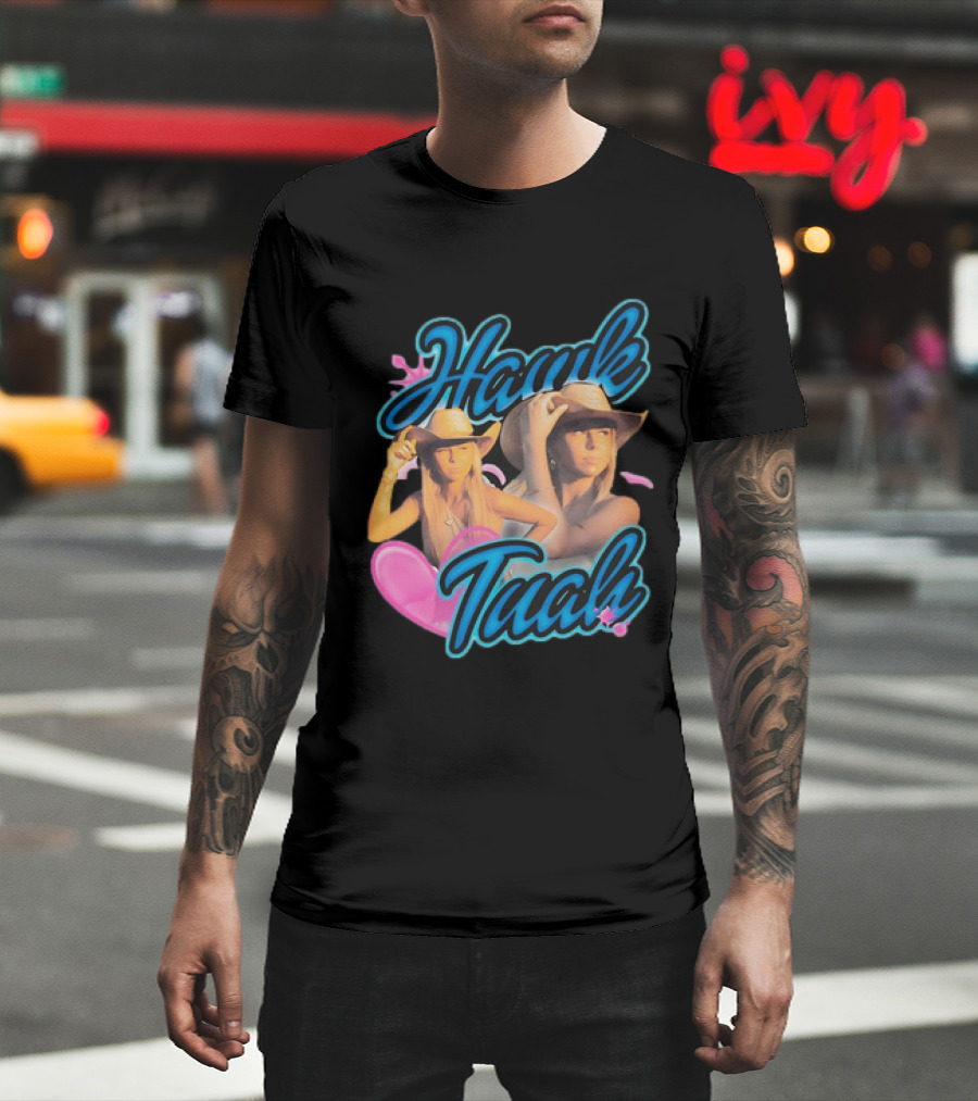 Hawk Tuah With Cowgirl Hat And Pink Heart T-Shirt