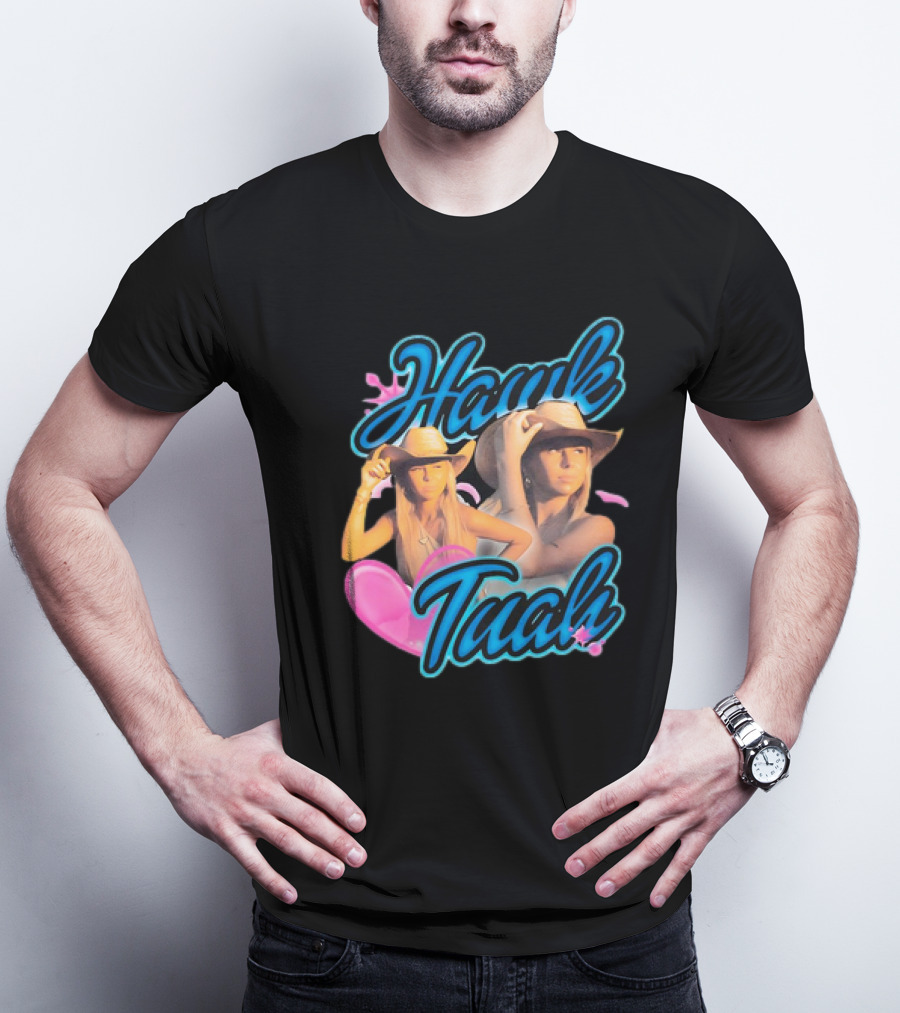 Hawk Tuah With Cowgirl Hat And Pink Heart T-Shirt