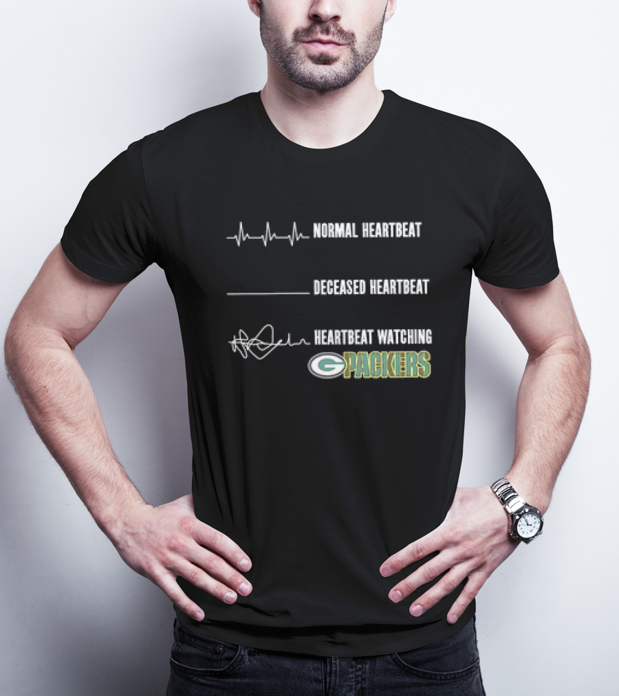 Normal Heartbeat Deceased Heartbeat Heartbeat Watching Green Bay Packers T-Shirt