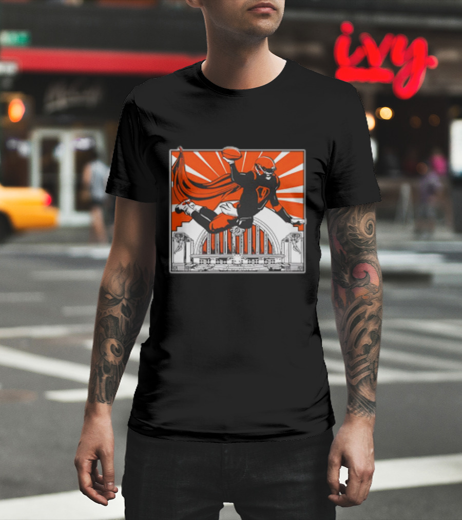 Cincinnati Bengals Superhero Joe Burrow Union Terminal Fan T-Shirt