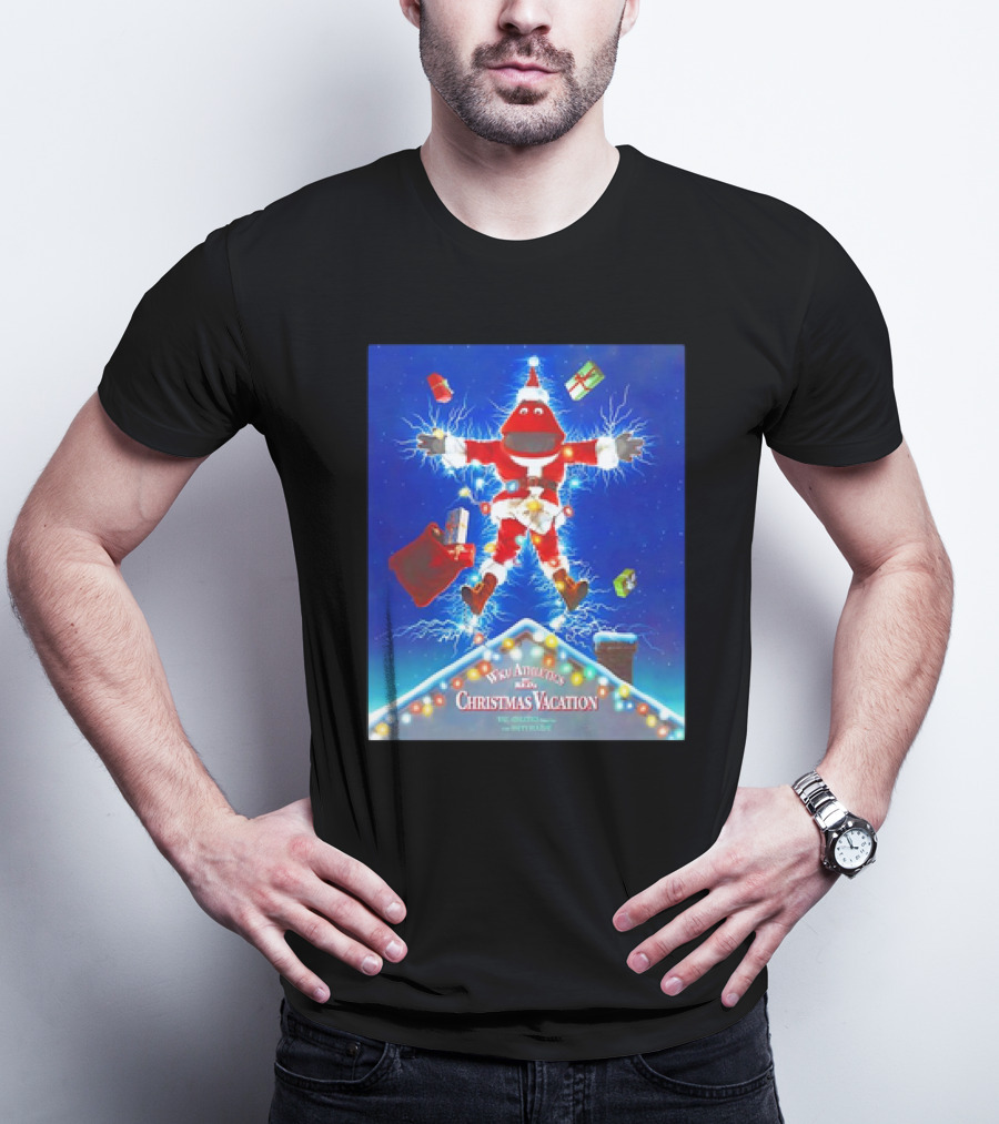 WKU Athletics Christmas Vacation Funny Santa Character On Rooftop With Presents T-Shirt