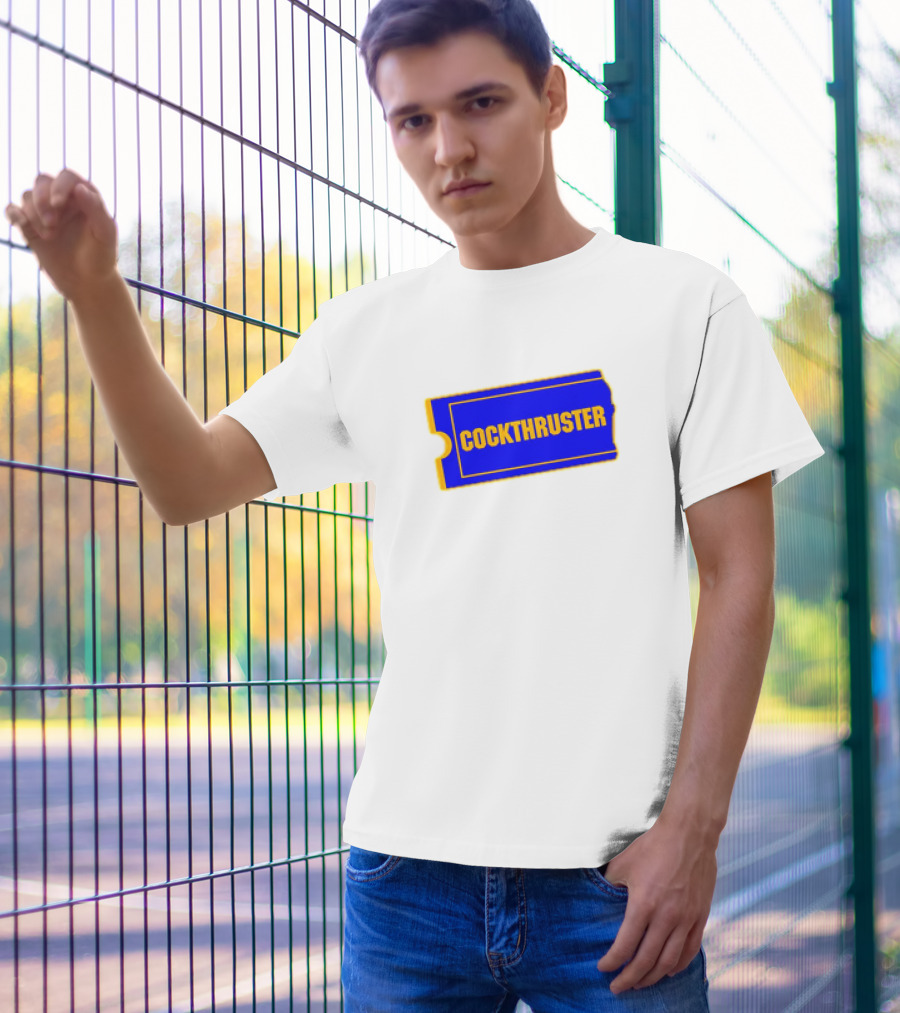 COCKTHRUSTER Blue And Yellow Ticket T-Shirt