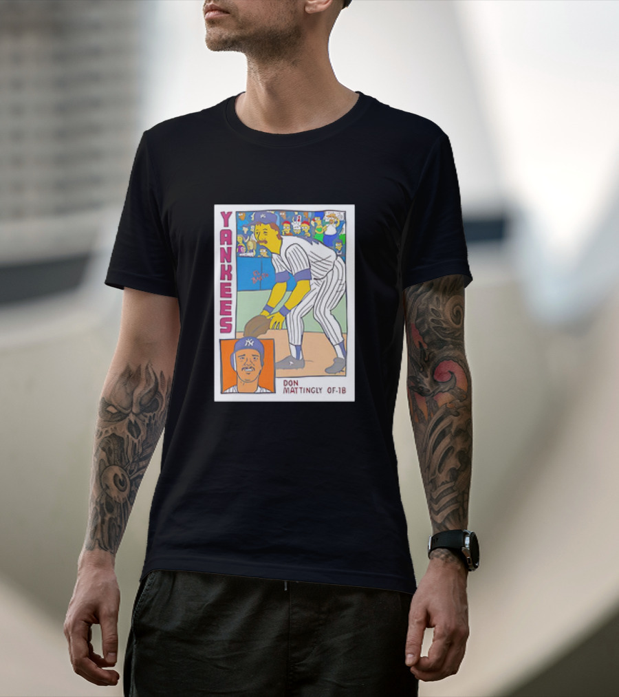 Yankees Don Mattingly OF-1B Simpsons Style Baseball Card T-Shirt