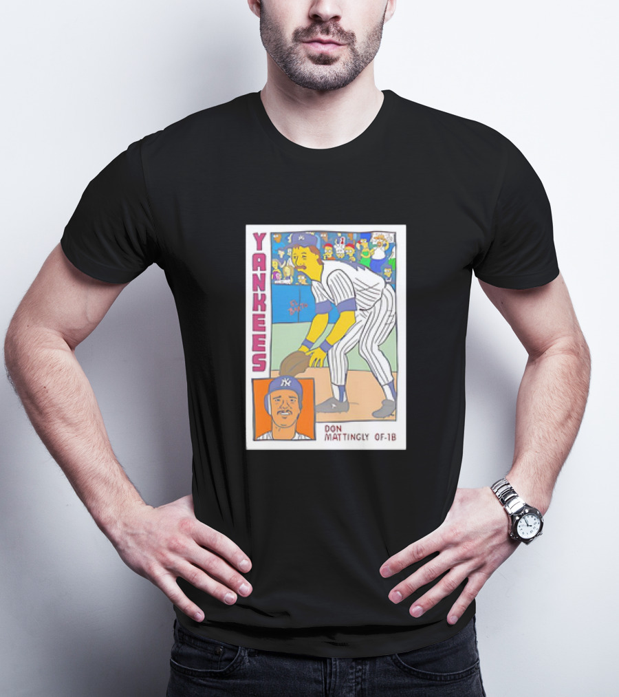 Yankees Don Mattingly OF-1B Simpsons Style Baseball Card T-Shirt
