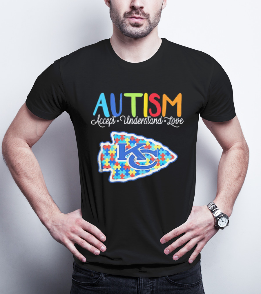 Kansas City Chiefs Autism Accept Understand Love Puzzle T-Shirt