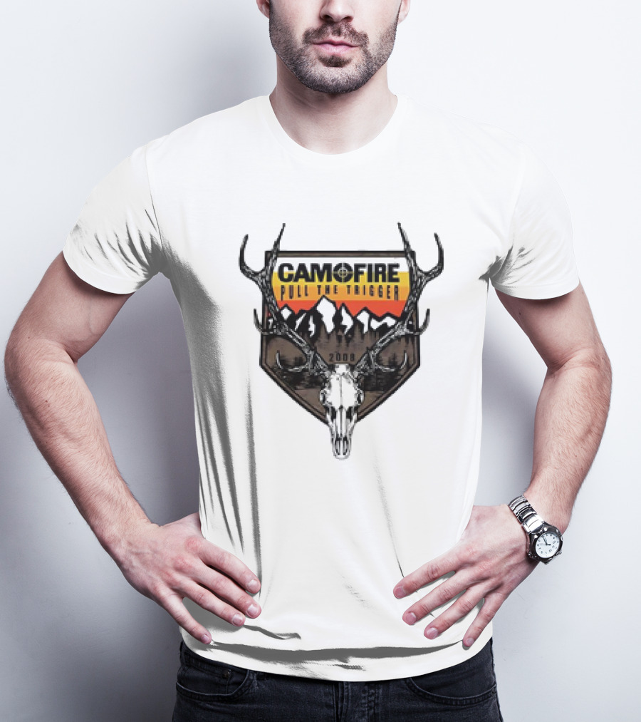 CAMOFIRE Pull The Trigger 2008 Deer Skull And Antlers Mountain T-Shirt