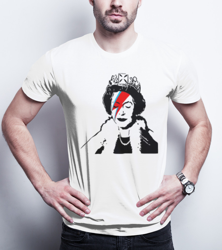 Queen Elizabeth Bowie Lightning Face Paint T-Shirt