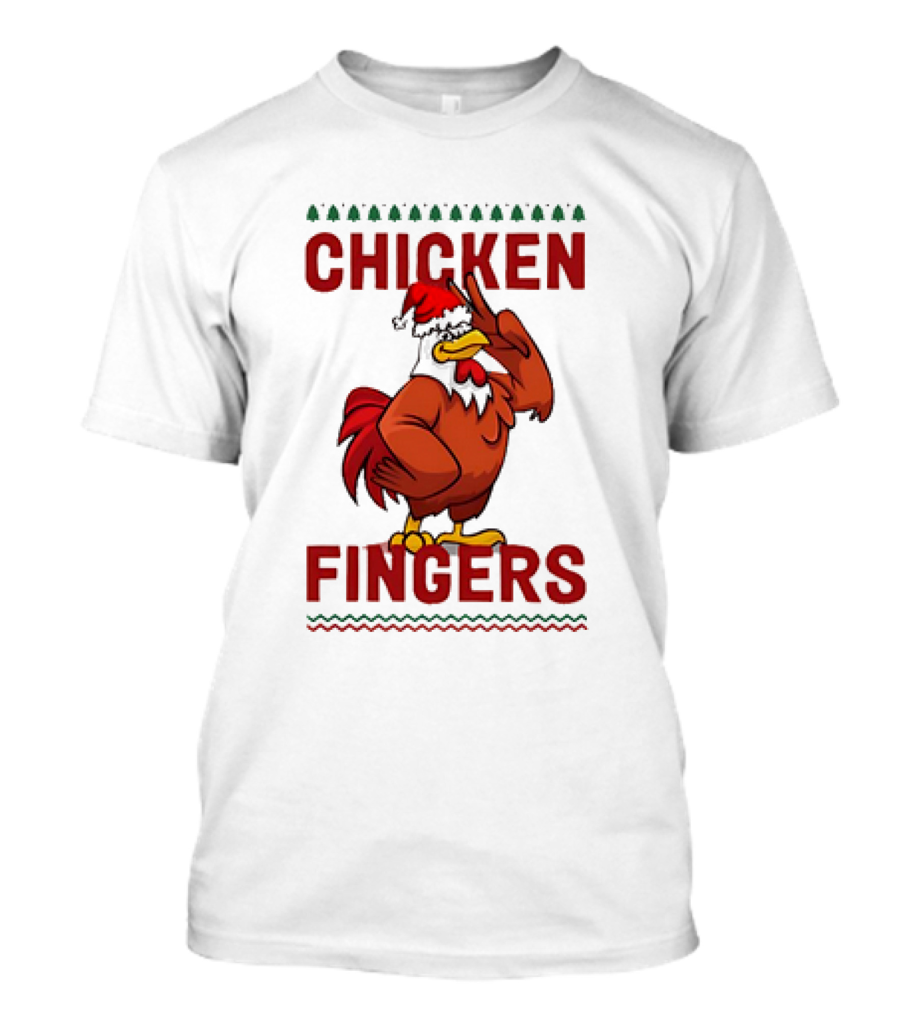 Chicken Fingers Santa Christmas Rooster Santa Hat T-Shirt
