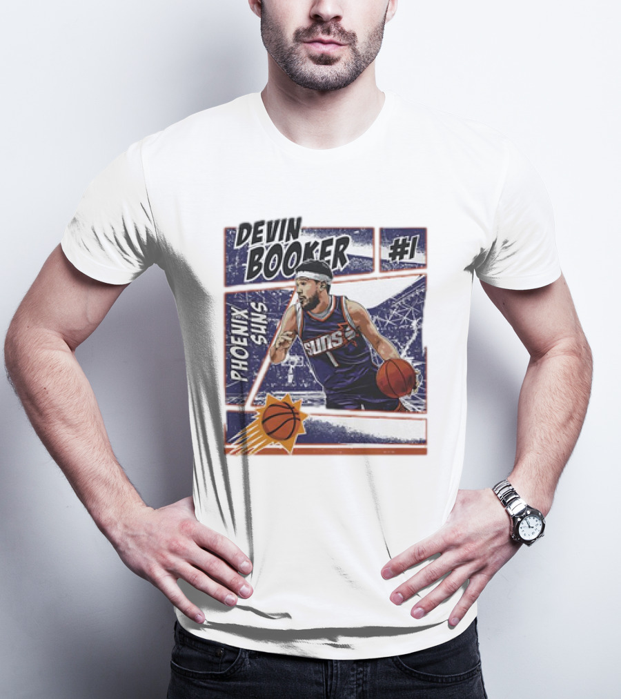 Devin Booker Phoenix Suns #1 Comic Vintage NBA Basketball T-Shirt