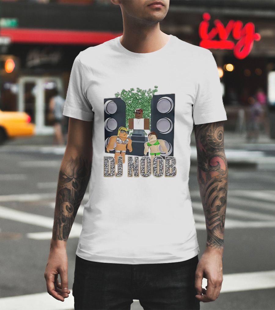 Roblox Video Game DJ Noob Party With Speakers And Characters T-Shirt
