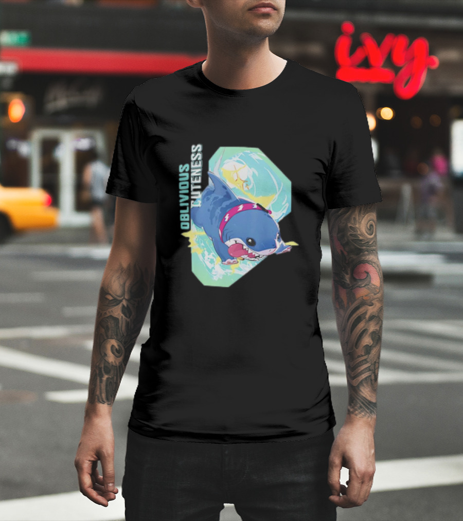 Oblivious Cuteness Shark Water Splash Adventure T-Shirt