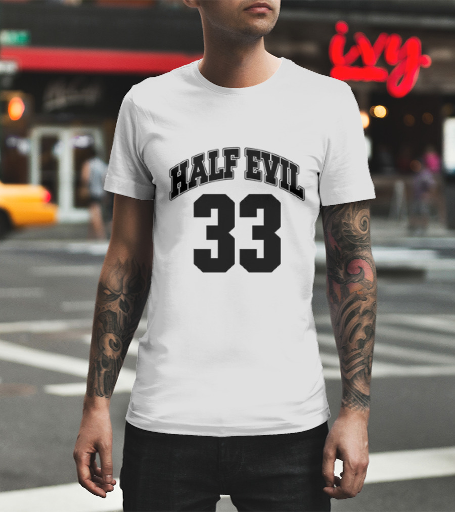 HALF EVIL 33 Vintage Varsity T-Shirt