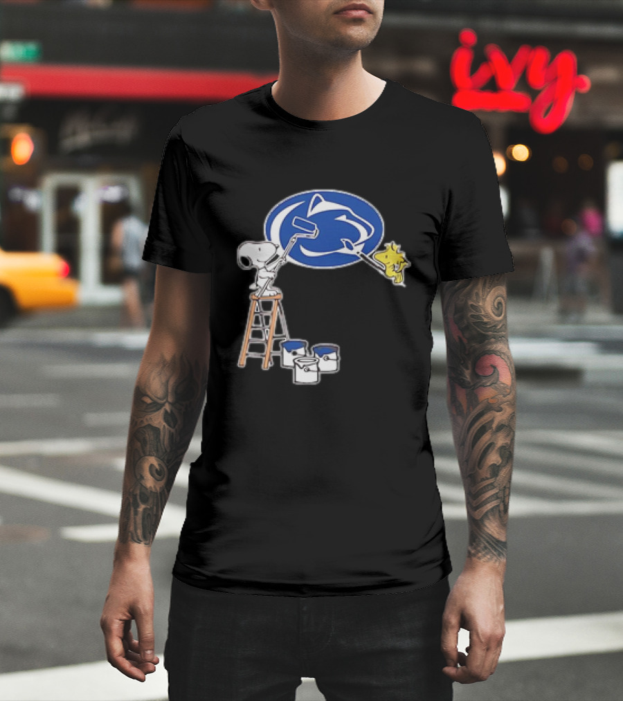 Snoopy And Woodstock Painting Penn State Nittany Lions T-Shirt