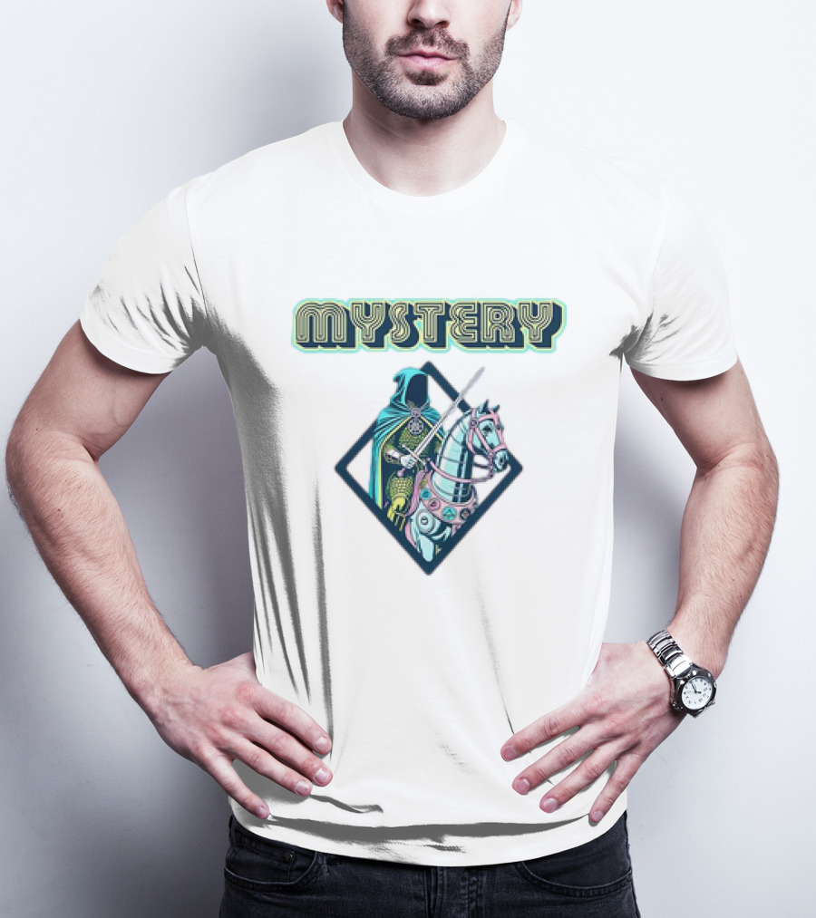 Mystery Knight On Horse In Geometric Frame T-Shirt