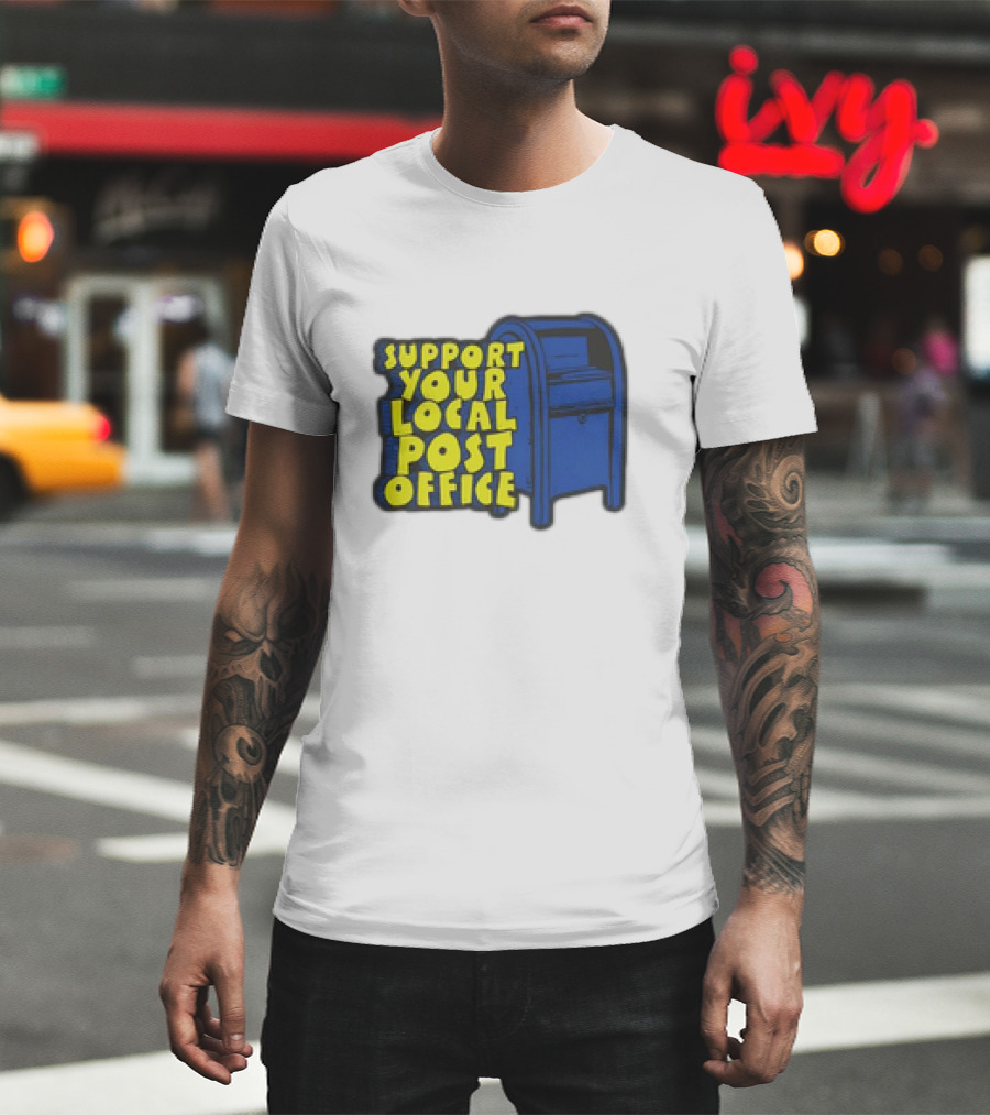 Support Your Local Post Office Blue Mailbox T-Shirt