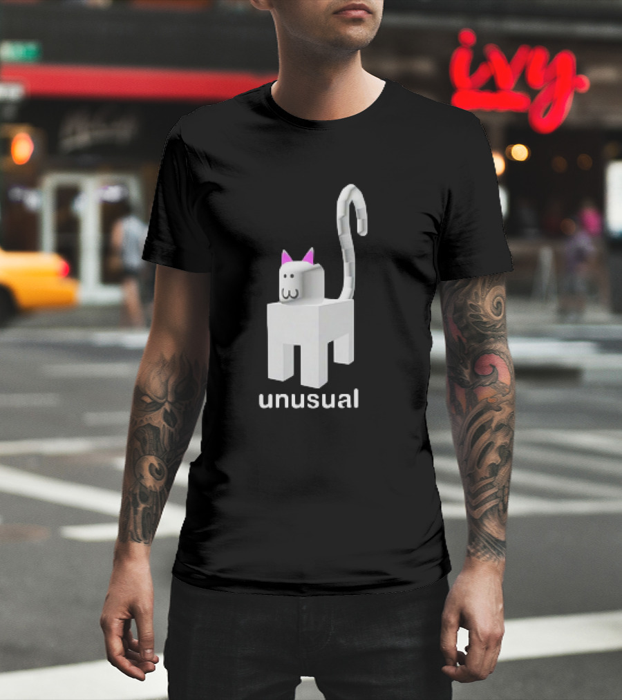 Unusual Meow V2 Blocky Cat T-Shirt