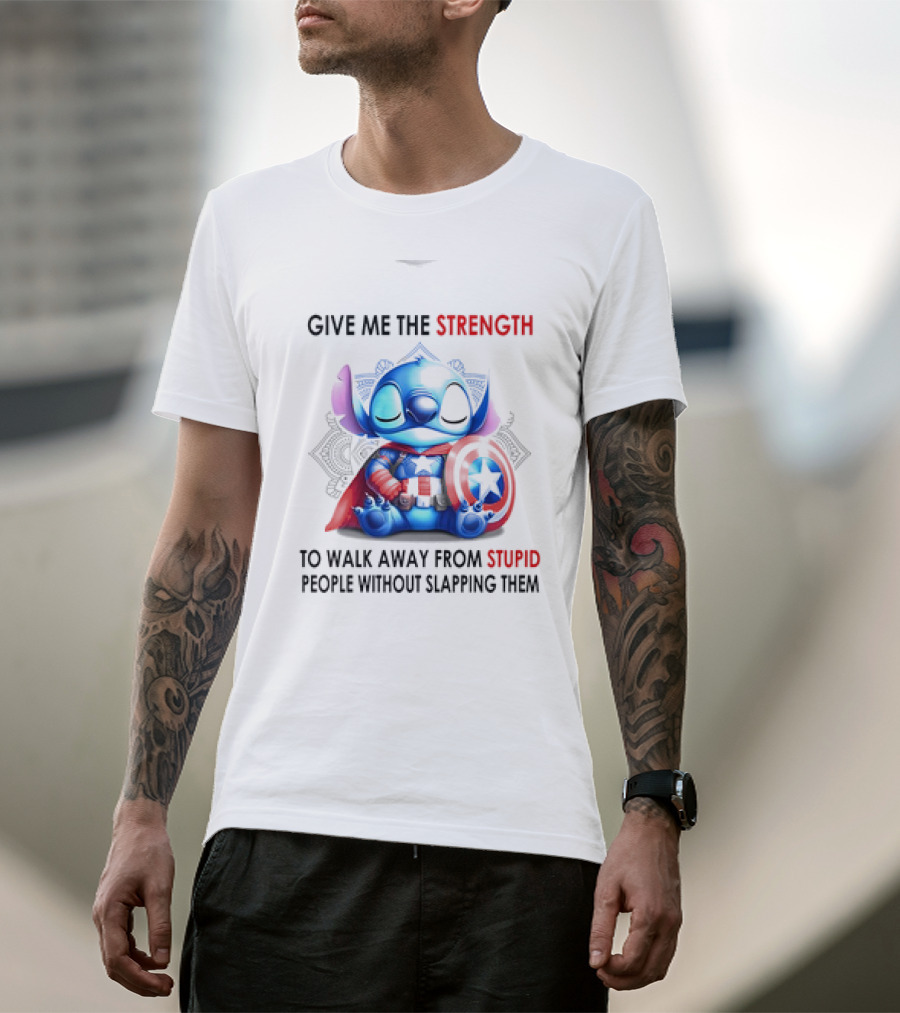 Stitch Captain Give Me The Strength To Walk Away From Stupid People Without Slapping Them T-Shirt