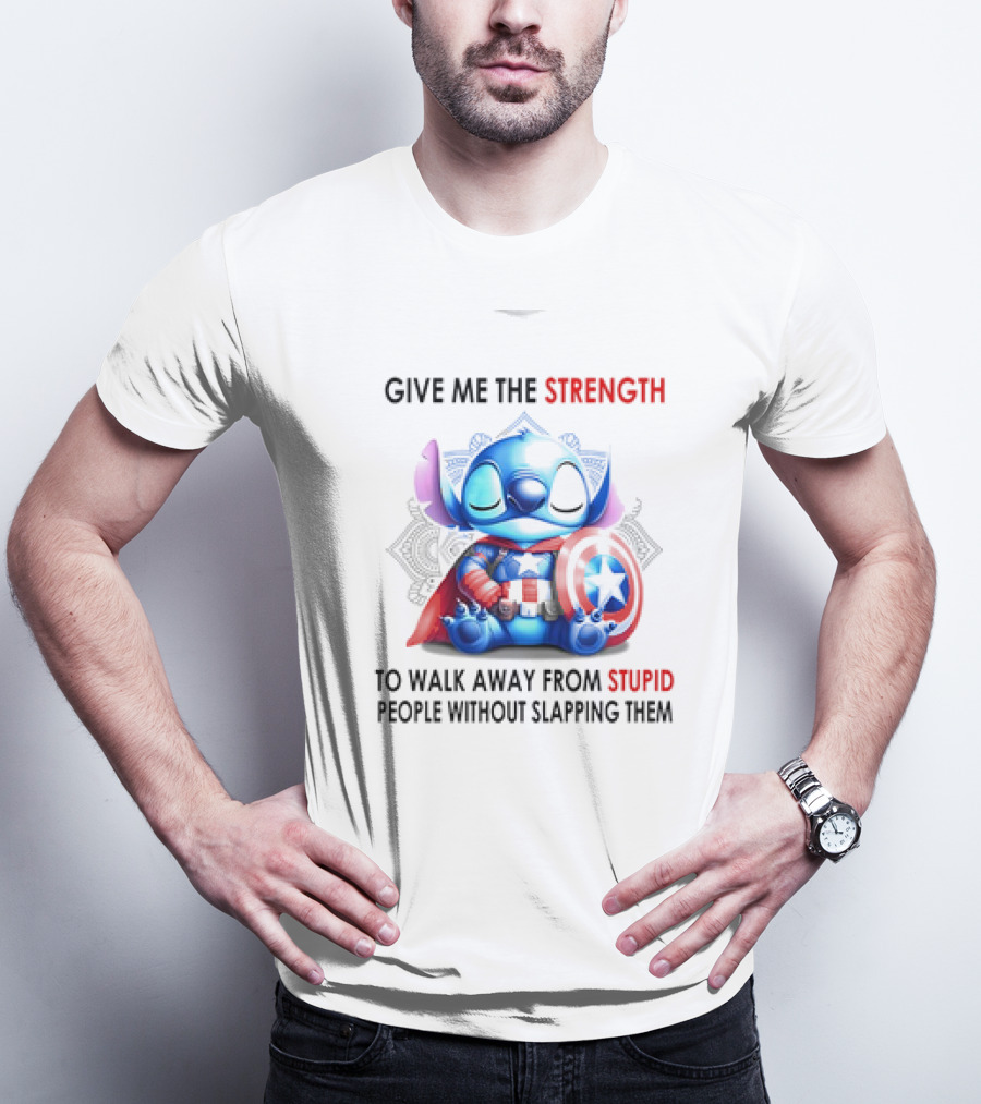 Stitch Captain Give Me The Strength To Walk Away From Stupid People Without Slapping Them T-Shirt
