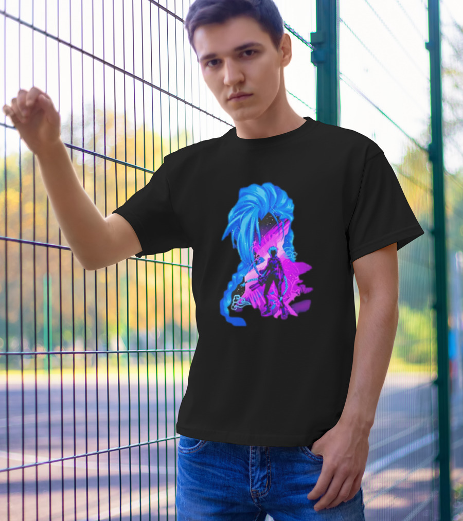 Jinx Arcane League Of Legends Iconic Silhouette With Blue Hair T-Shirt
