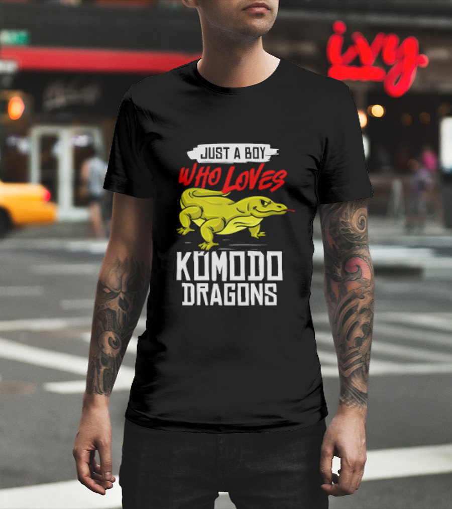 Just A Boy Who Loves Komodo Dragons With Yellow Lizard T-Shirt
