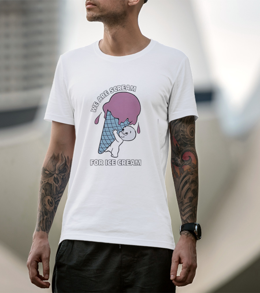 We Are Scream For Ice Cream Happy Ghost Hugging Purple Ice Cream Cone T-Shirt